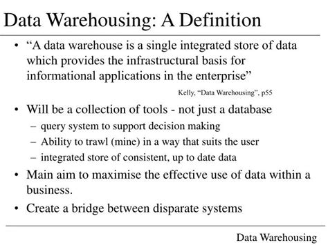 Ppt Data Warehousing A Definition Powerpoint Presentation Free