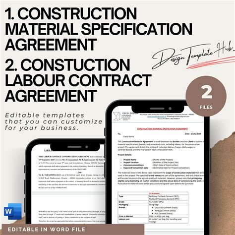 Material Specification Agreement And Labour Contract Agreement 2 Files Design Template Hub
