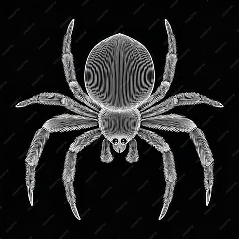 Dibujo Detallado De Una Araña Blanca En Negro Con Segmentos Visibles