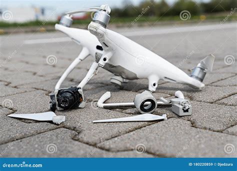 Crashed Modern Drone And Camera After Drone Accident Stock Image Image Of Flight Protection
