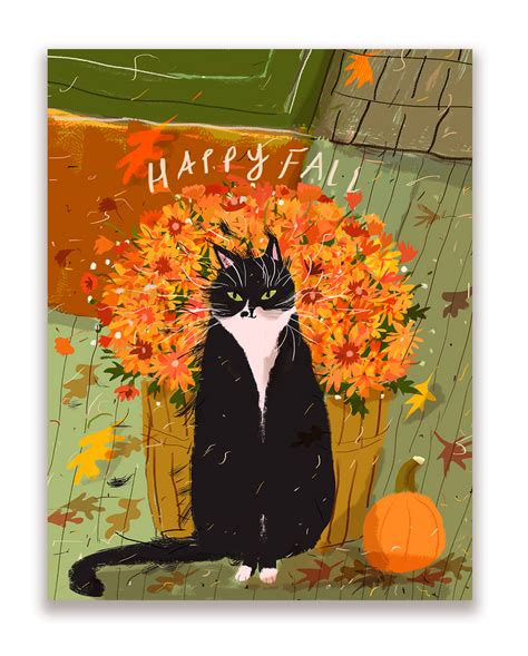 Happy Fall Cat Card The Dancing Cat