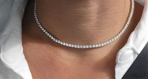 925 Silver Vvs1 Moissanite Tennis Necklace Etsy
