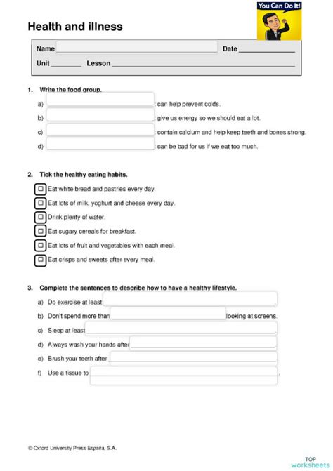 Health And Illness Interactive Worksheet Topworksheets