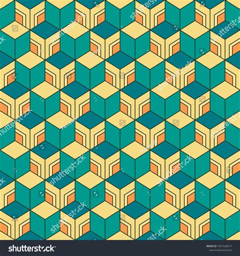 Japanese Diamond Cube Vector Seamless Pattern Stock Vector Royalty