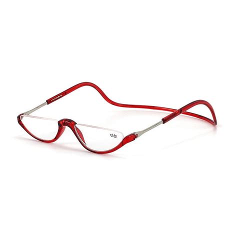Folding Reading Glasses Half Frame Magnetic Closure Neck Hanging Readers Lightweight Portable Pc