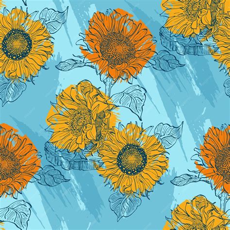 Premium Vector Sunflower Seamless Patterns