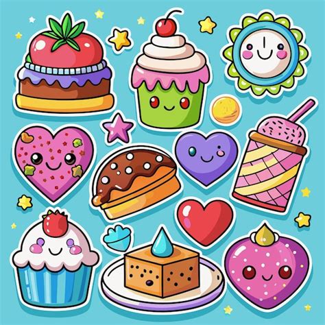 Cute Kawaii Dessert Stickers With Adorable Faces Premium Ai Generated Vector