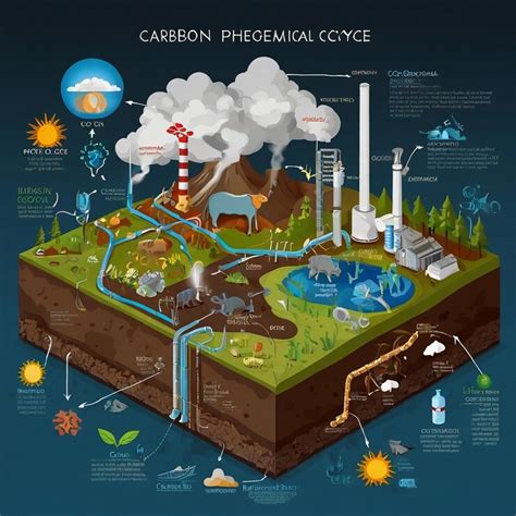 Ciclo De Carbono Etiquetado Co2 Esquema De Proceso Biogeoquímico