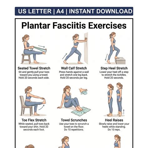 Plantar Fasciitis Exercises Printable Foot And Heel Stretching