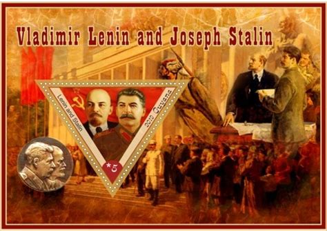 Souvenir Sheet Great People Vladimir Lenin And Joseph Stalin Guyana