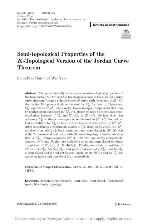 Semi Topological Properties Of The K Topological Version Of The Jordan