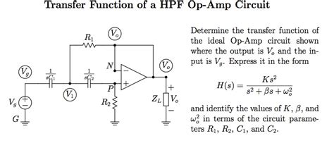 Transfer Function Of A Hpf Op Amp Circuit Transfer