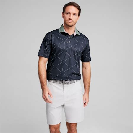 Puma X Arnold Palmer Geo Mens Polo Deep Navy Eucalyptus Puma Shop