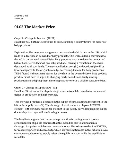 0105 The Market Price Full Asssigment Anabela Cruz 1009 01 The