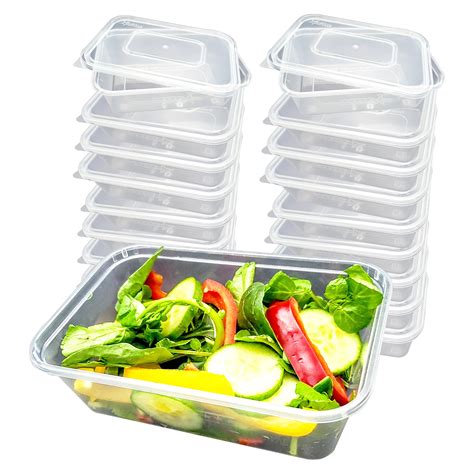 20 Pack Plastic Food Containers With Lids Meal Prep Takeaway