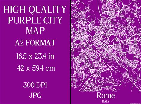 Rome Italy Purple City Map Graphic By Mappingz · Creative Fabrica