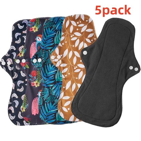 4 Pack Bamboo Reusable Pads Menstrual Cloth Pads Menstrual Heavy Flow