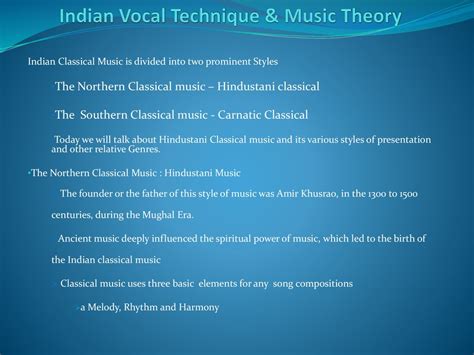 Introduction To Classical Indian Vocal Technique And Music Theory Ppt