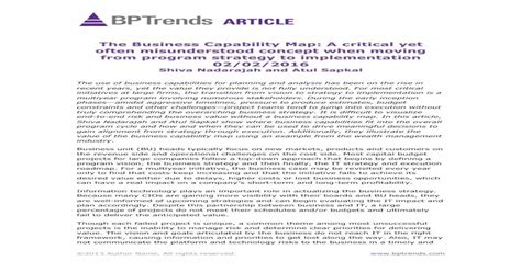 Pdf The Business Capability Map A Critical Yet Often · In An