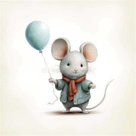 Playful Mouse Balloon Ridegenerative Ai Stock Illustration