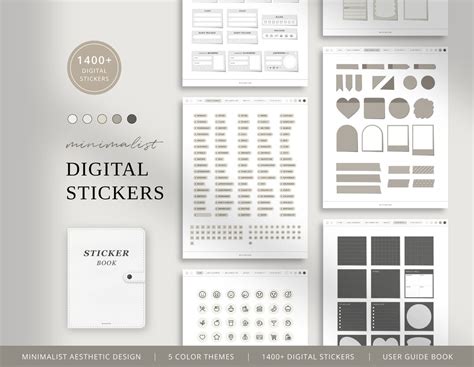 Minimalist Aesthetic Digital Stickers Digital Planner Stickers For