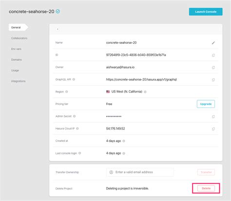 Cloud Delete Projects Hasura Graphql Docs