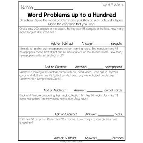 2nd Grade Math Worksheets Operations And Algebraic Thinking Word Problems Word Problems Up