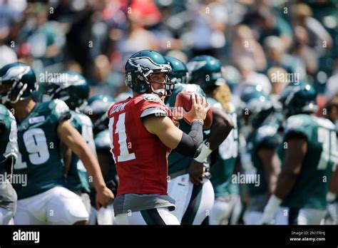 Philadelphia Eagles Quarterback Tim Tebow 11 During Practice At Nfl Football Training Camp