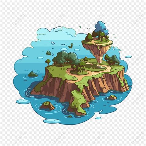 Continent Clipart Cartoon Island And Waterfall Vector Graphics