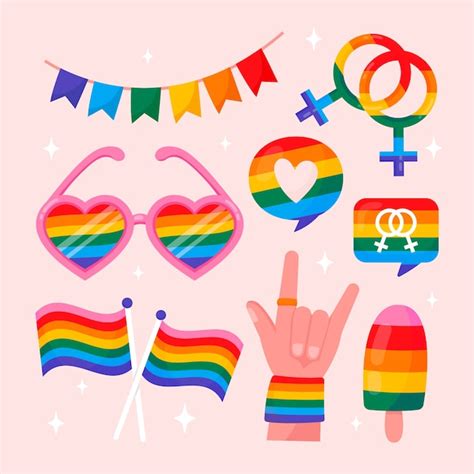 Flat Elements Collection For Pride Month Celebration Free Vector