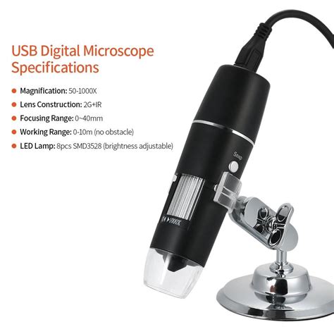 1000x Magnification Usb Digital Microscope With Stand Magnifier With 8