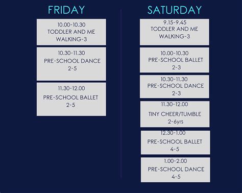 Timetable Acclaim Dance And Cheer Co
