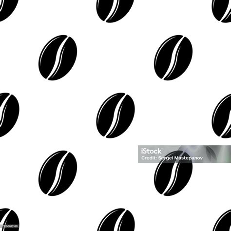 Coffee Bean Seamless Pattern Vector Background Stock Illustration