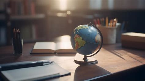 Premium Ai Image A Globe On A Desk With A Book In Classroom