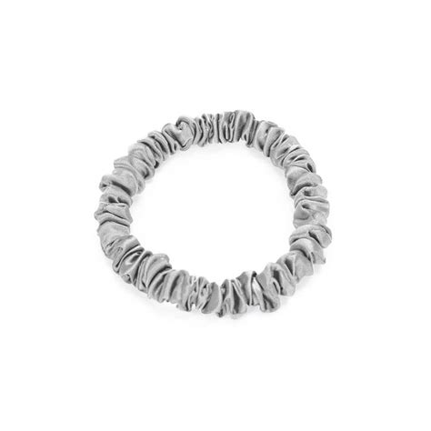 Blissy 100 Silk Skinny Scrunchies Silver 100 Mulberry Silk