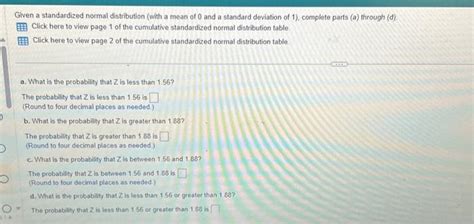 Solved Cumulative Standardized Normal Distribution Table