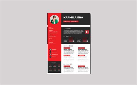 Red Bluster Job Resume Cv Template Templatemonster