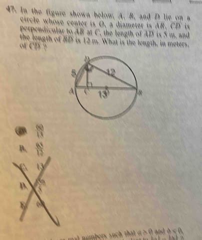 In the figure shown below. A. B, and D lie on a circle whose center is O, a diameter is AB [Math]