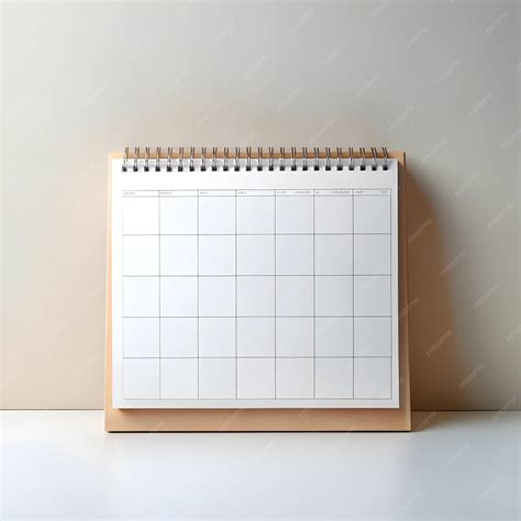 A Clean And Minimalist Desk Calendar With A Wooden Base Premium Ai
