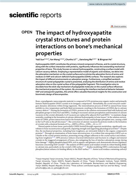 Pdf The Impact Of Hydroxyapatite Crystal Structures And Protein Interactions On Bones