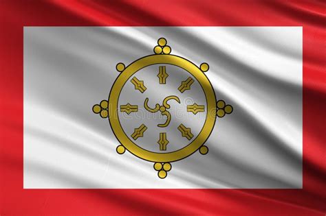 Sikkim Flag With Fabric Texture Official Colors 3d Illustration Stock