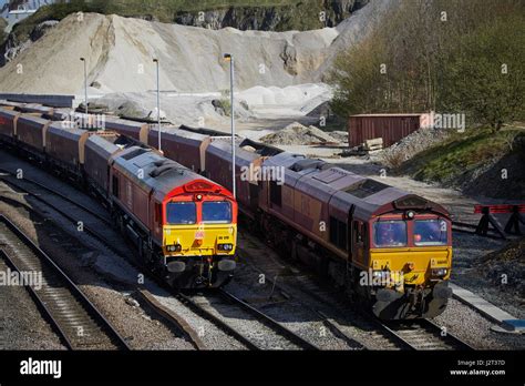 Class 66 Freight Trains At Cemex Quarry In Dove Holes High Peak