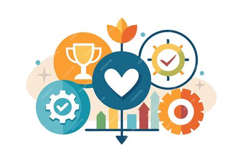 Illustration Combining Symbols Of Growth Achievement And Collaboration