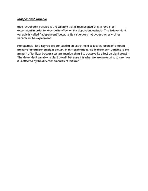 Independent Variable Definition Independent Variable The