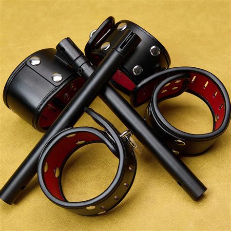 Bdsm Stainless Steel Spreader Bar With Leather Wrist Leg Thigh Cuffs
