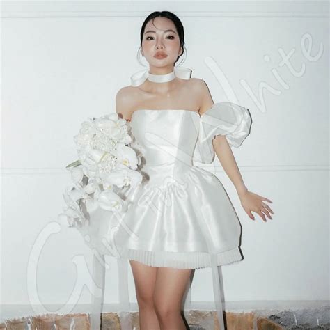 Short Mini Princess Wedding Dresses Satin Srtrapless Bridal Ball Gowns
