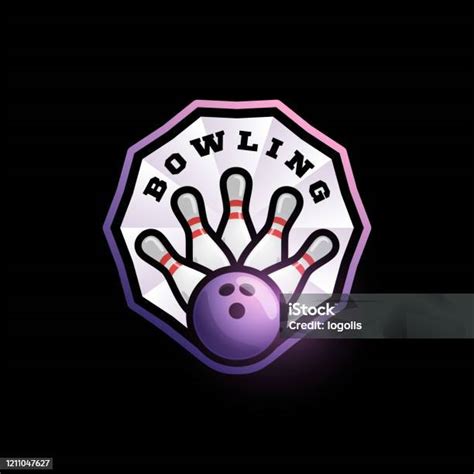 볼링 스트라이크 추상 모양 벡터 로고입니다 현대 전문 타이포그래피 스포츠 복고풍 스타일의 벡터 엠블럼 및 템플릿 로고 유형 디자인 볼링 보라색 로고 타입입니다 개념에 대한