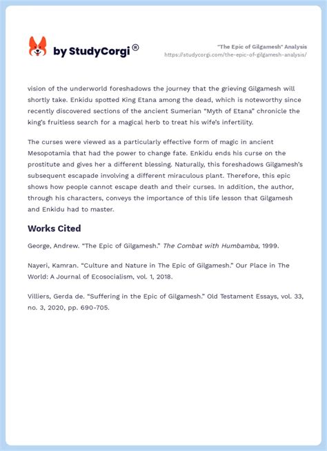 The Epic Of Gilgamesh Analysis Free Essay Example