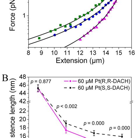 Force Extension Curves And Persistence Length As A Function Of