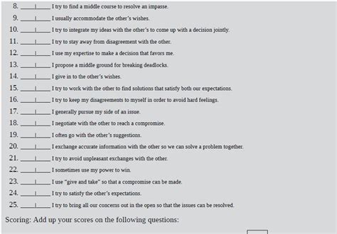 Take The Conflict Style Assessment Based On Your